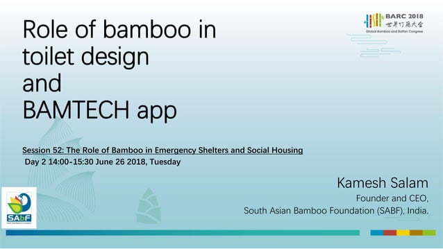 Kamesh SALAM_Role of bamboo in toilet design and BAMTECH APP | PDF | Reproductive Health ...