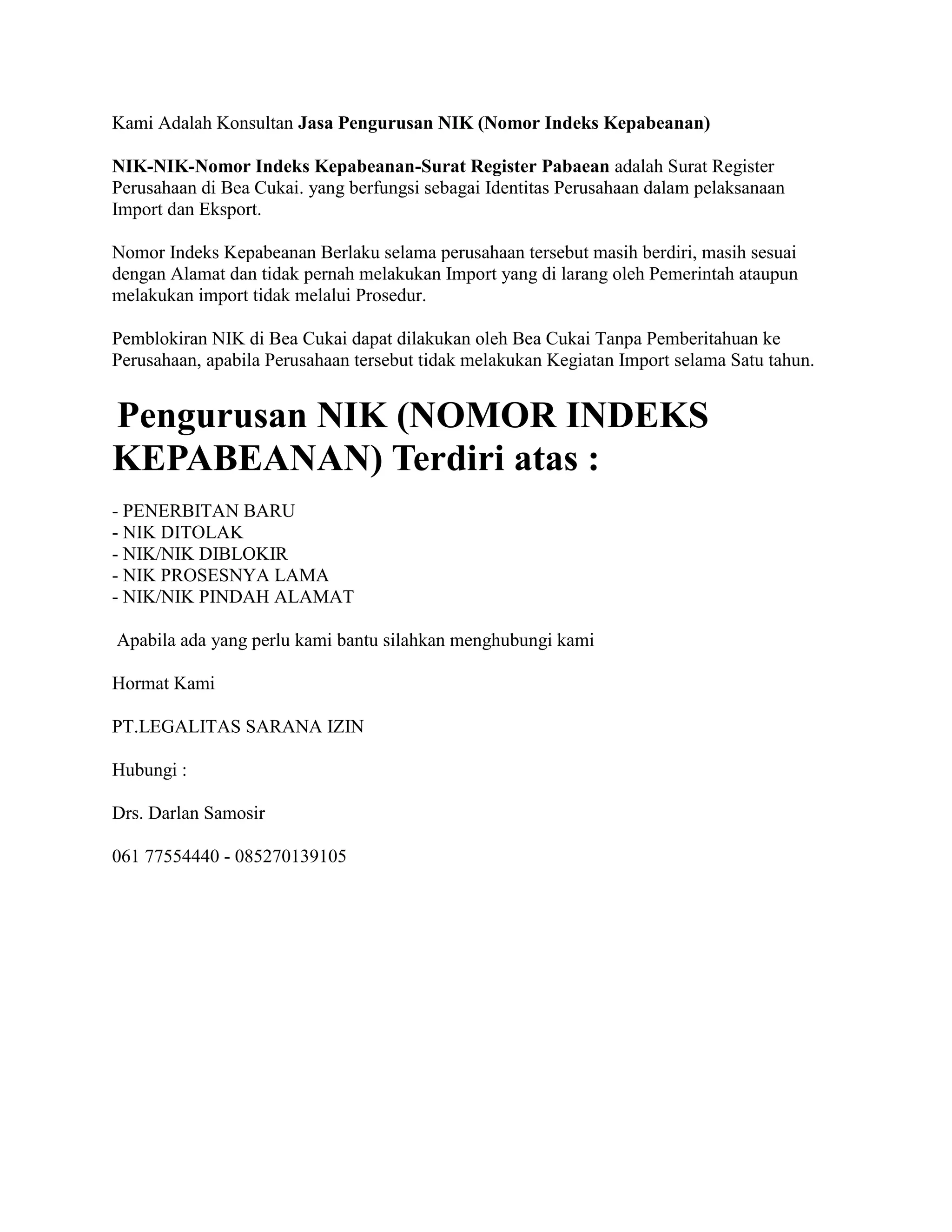 Kami adalah konsultan jasa pengurusan nik | PDF