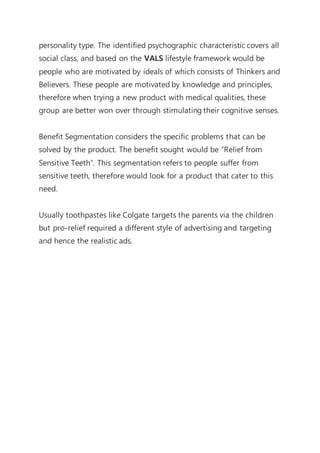 segmentation , targeting and positioning of collgate | DOCX