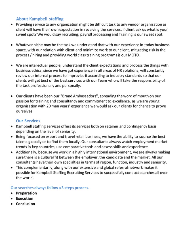 Kampbell staffing profile | DOCX | Management Consulting Industry ...