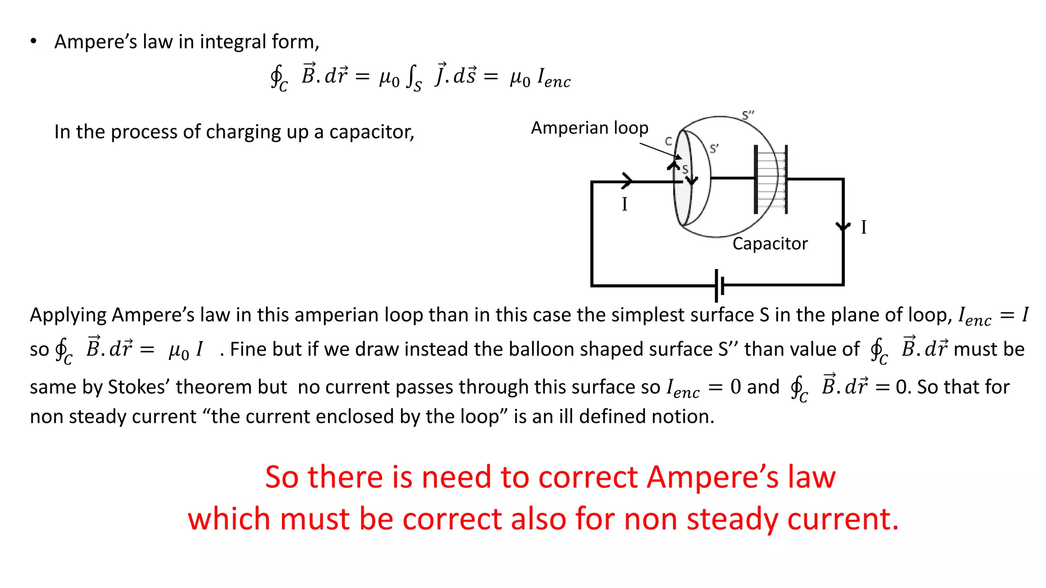 Maxwell's equation and it's correction in Ampere's circuital law | PPTX