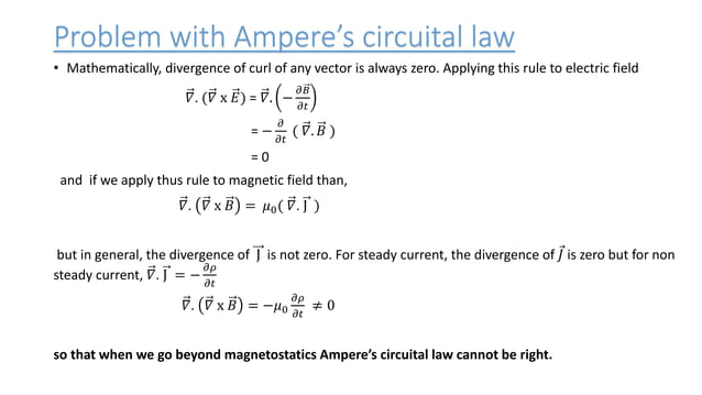 Maxwell's equation and it's correction in Ampere's circuital law | PPTX ...