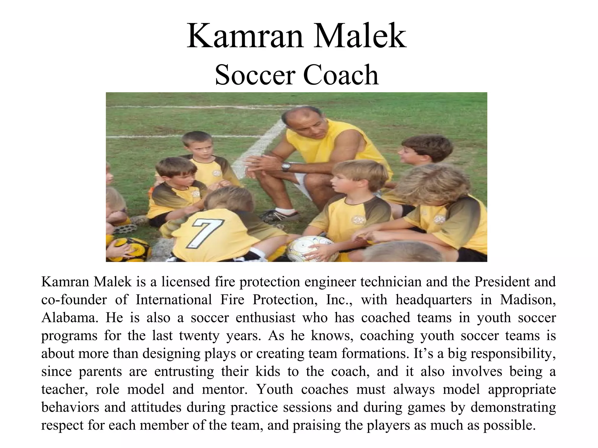 Kamran Malek Company President | PPT