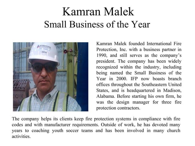 Kamran Malek Company President | PPT