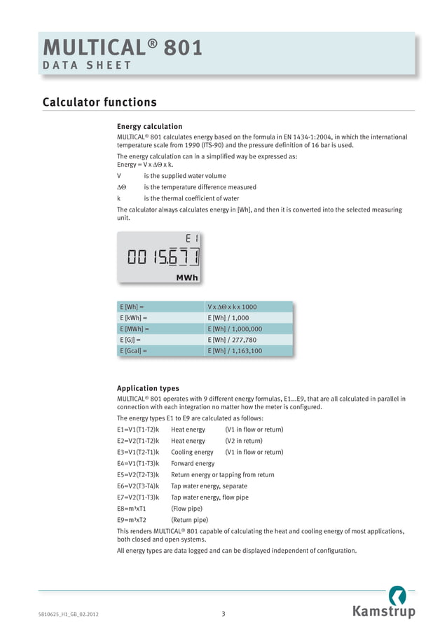 Kamstrup multical 801 heat meter, ultrasonic energy meter, heating & cooling measurement, rhi ...