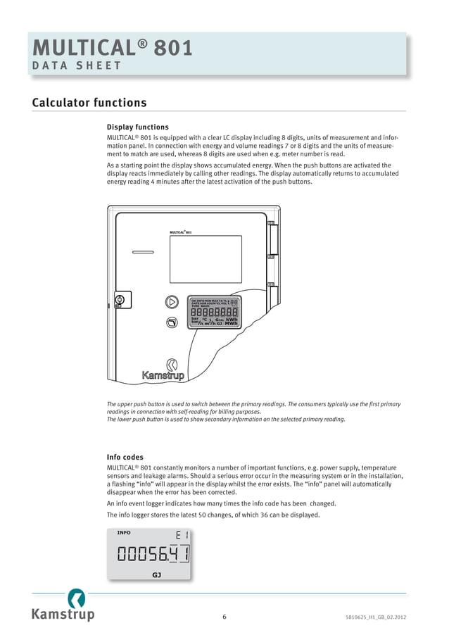 Kamstrup multical 801 heat meter, ultrasonic energy meter, heating & cooling measurement, rhi ...