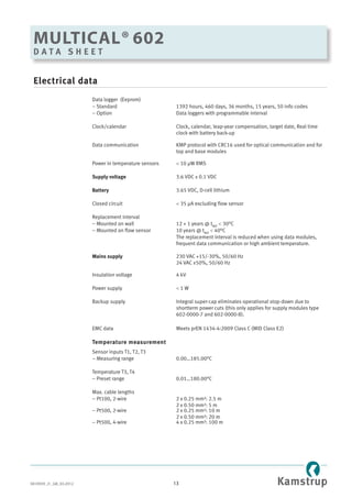 Kamstrup RHI Compliant Heat Meters & Thermal Energy Measurement - Multical 602 Heat & Cooling ...