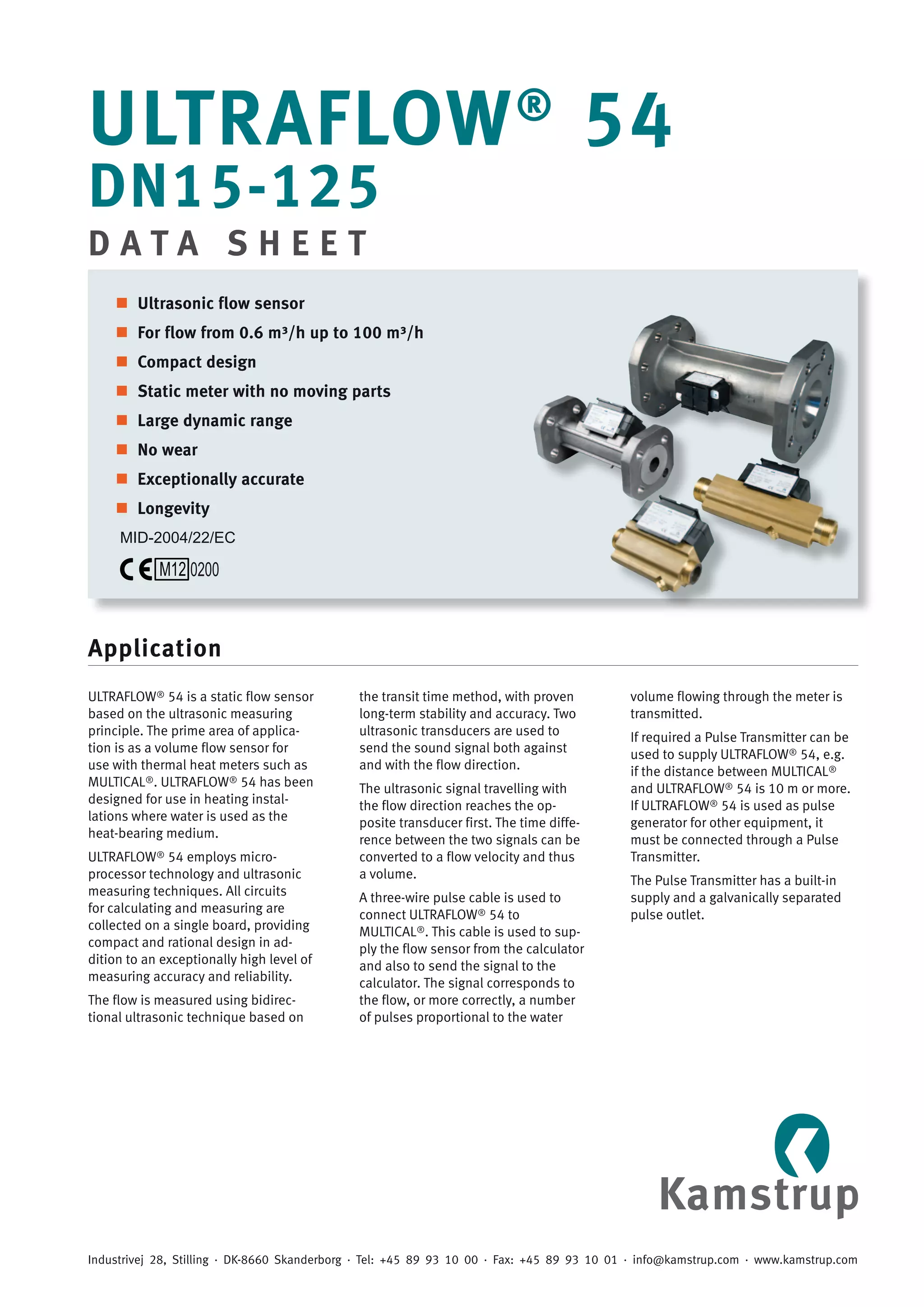 Ultrasonic Flow Sensor Data Sheet | PDF