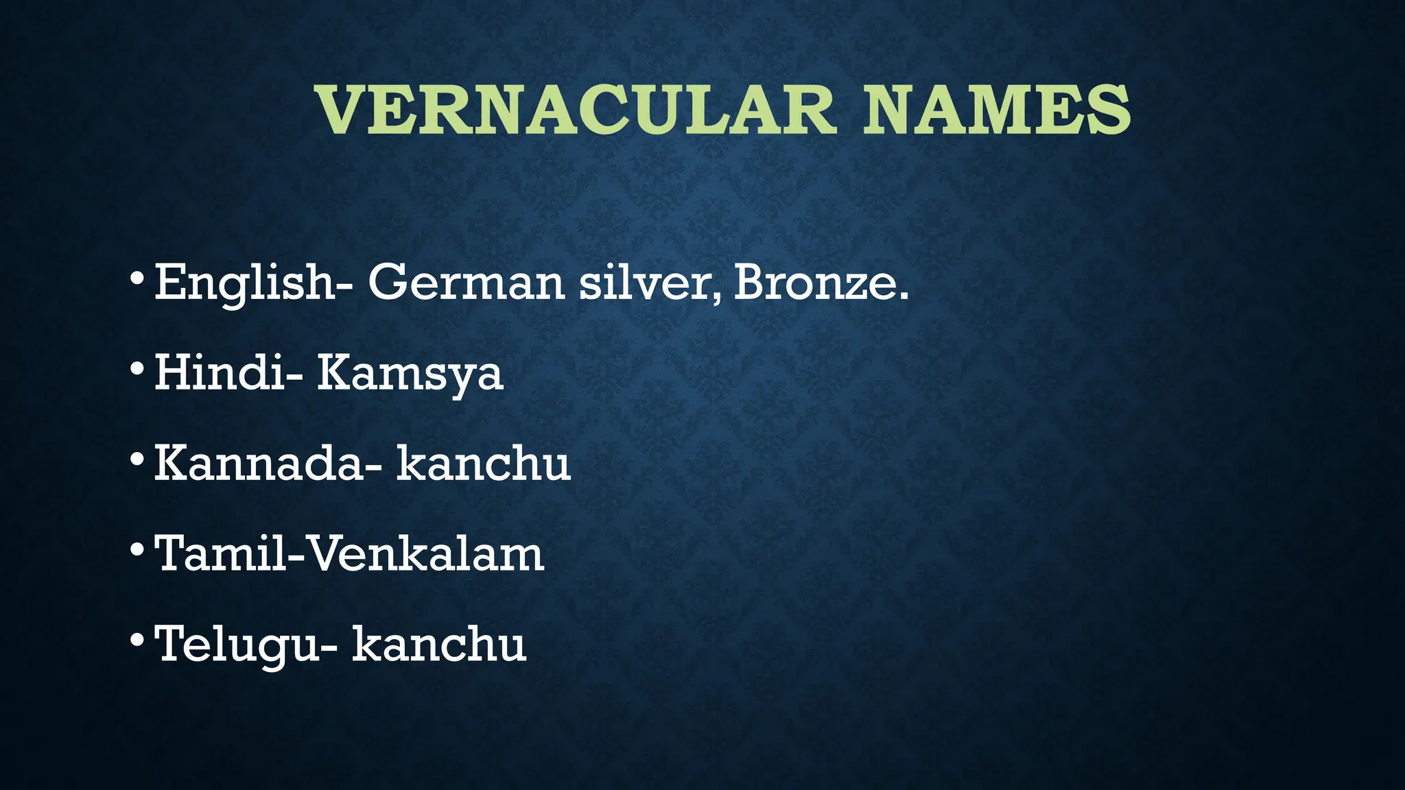 Kamsya - Details as told in classics of ayurveda | PPT