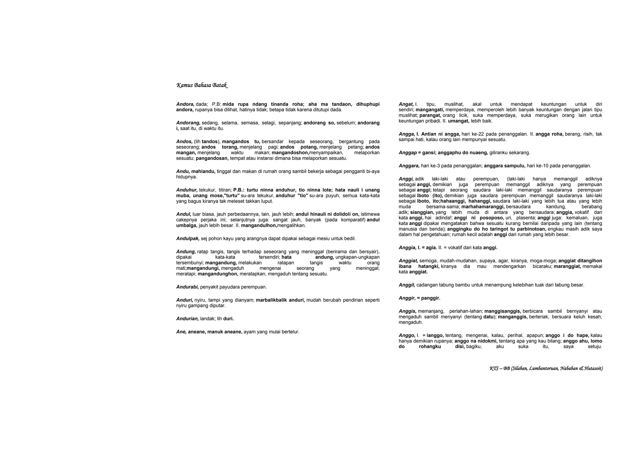 Kamus bahasa batak | PDF