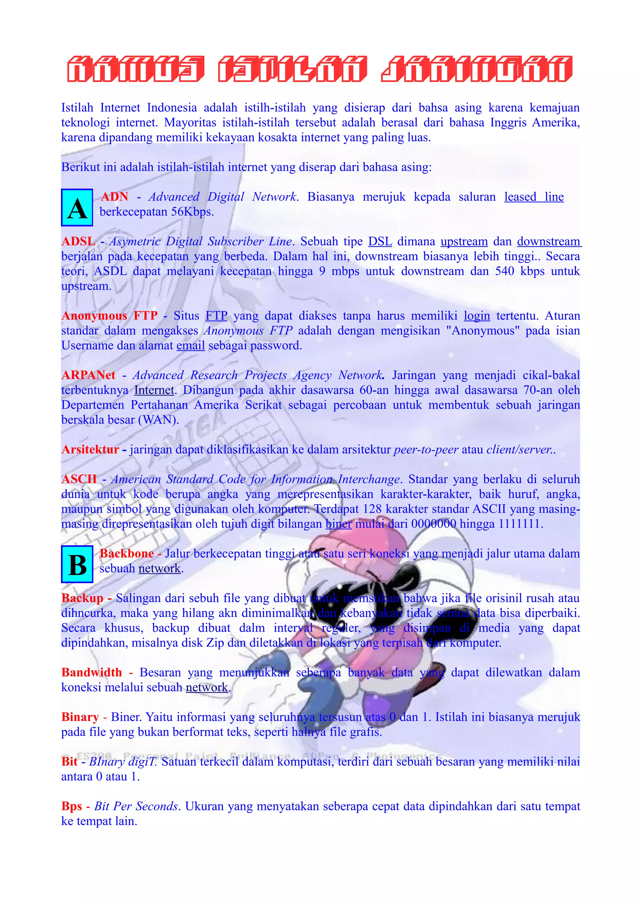 Kamus istilah jaringan | PDF