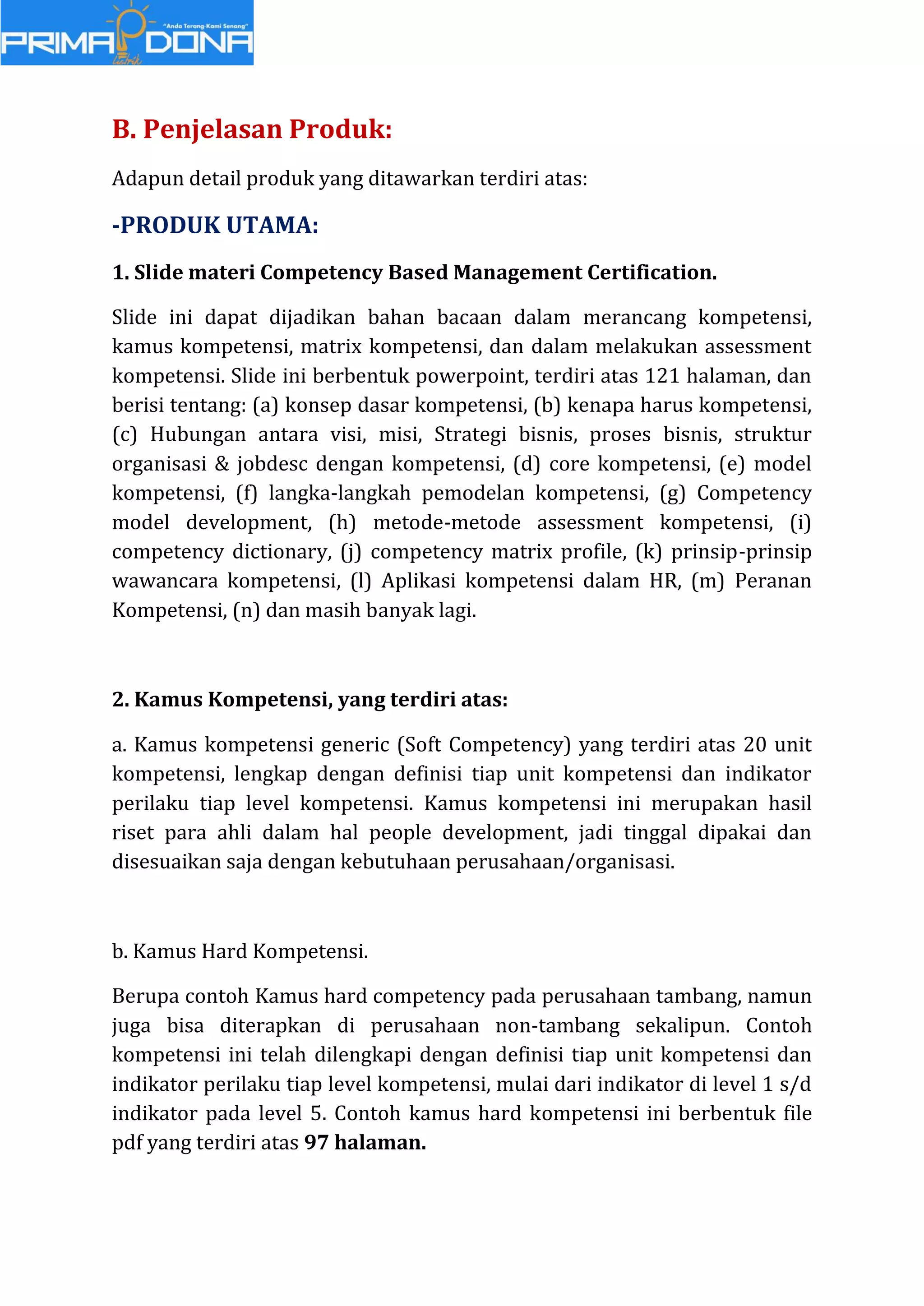 Kamus dan matriks kompetensi | PDF