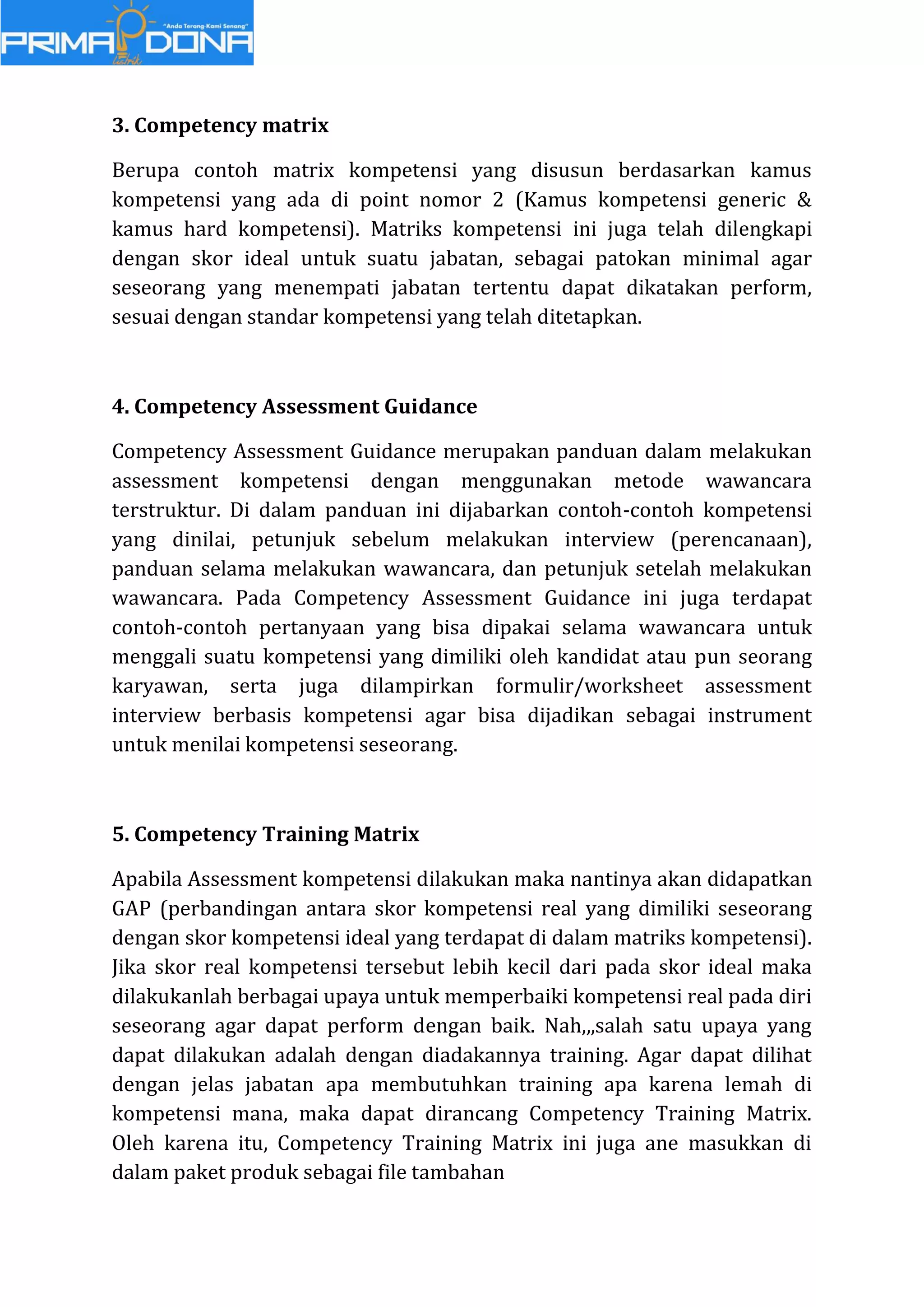 Kamus dan matriks kompetensi | PDF