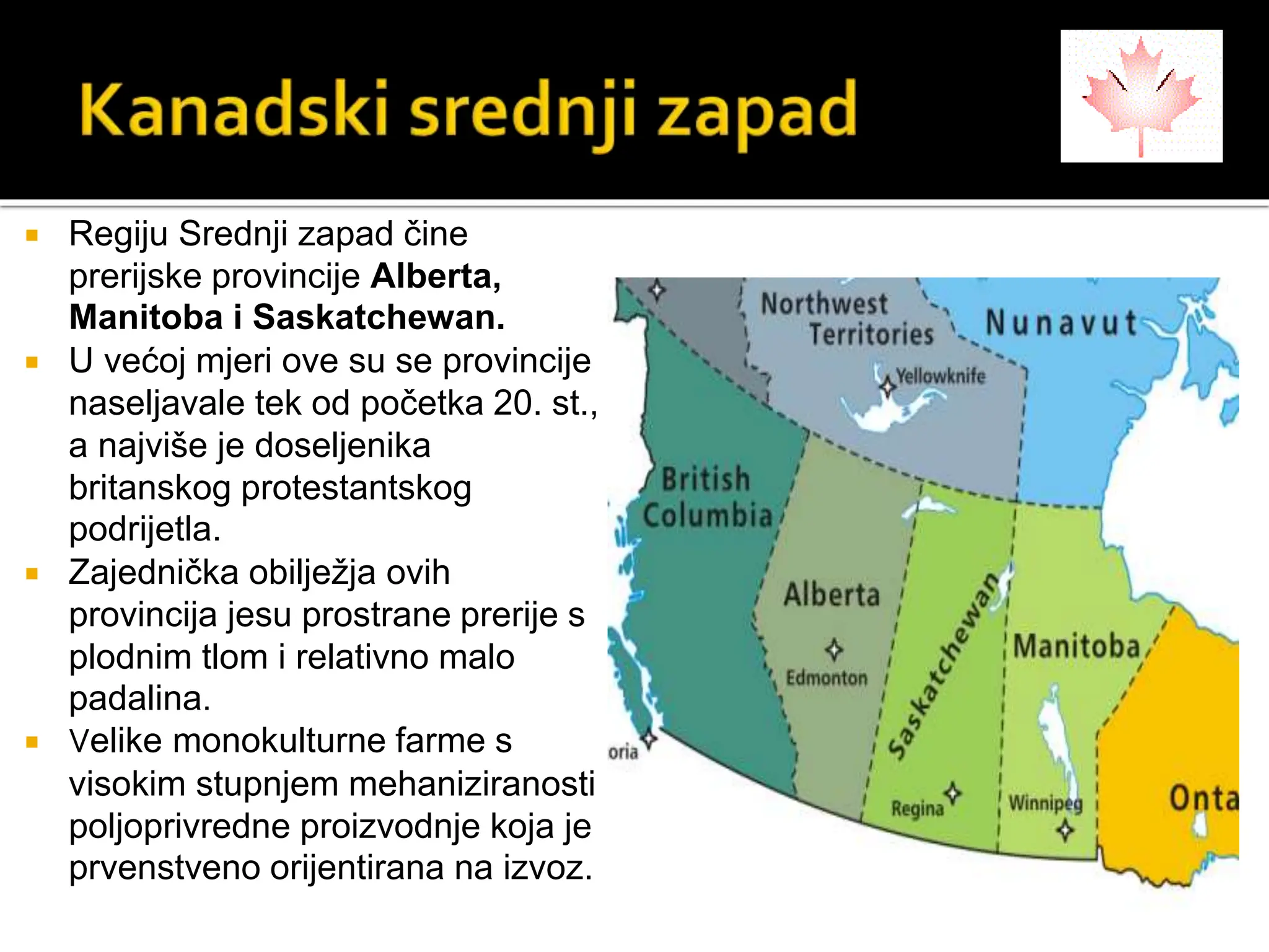 Kanada VIII razred - geografija, reljef, klima, vode... | PPTX