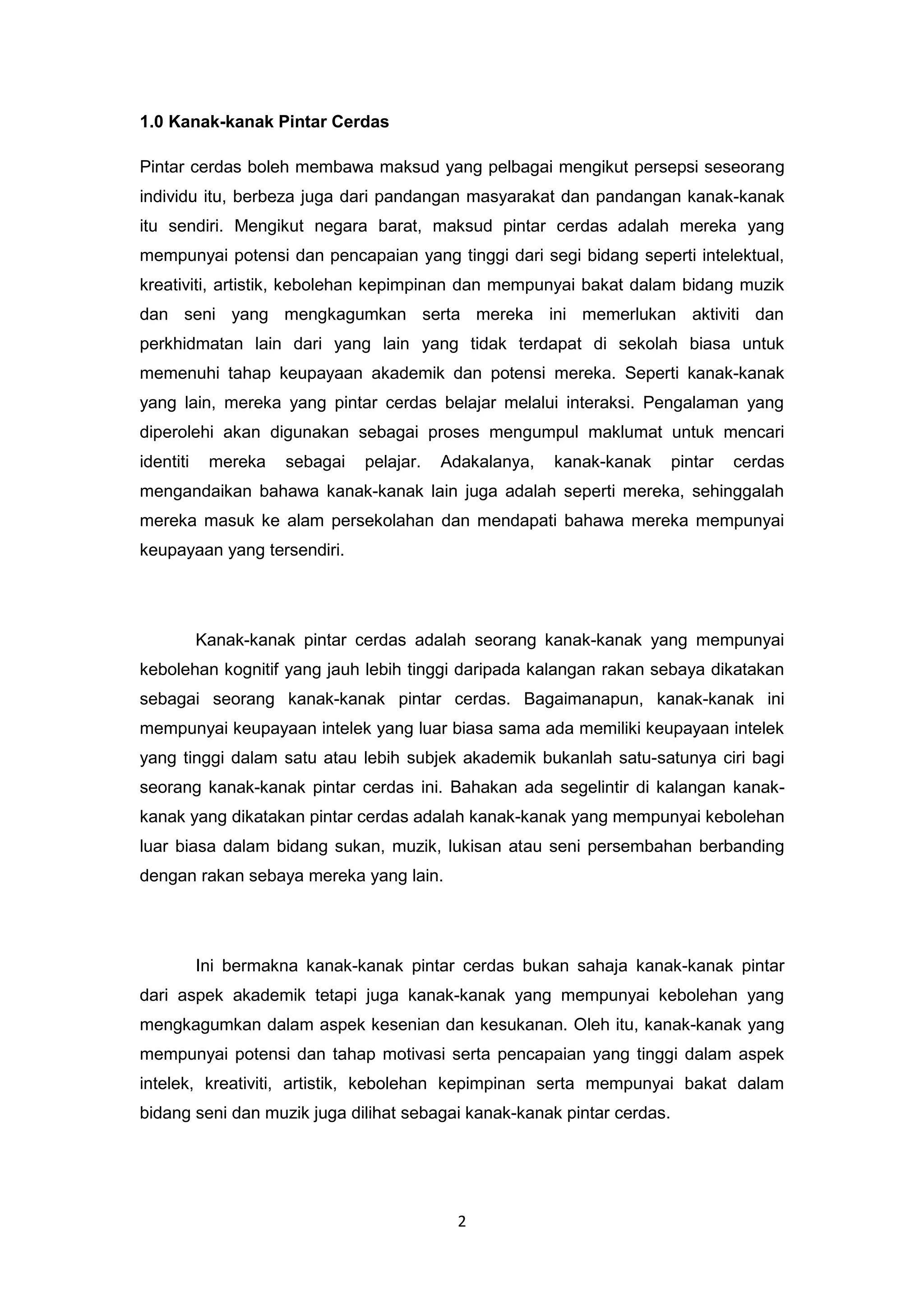 kanak-kanak pintar cerdas | DOCX