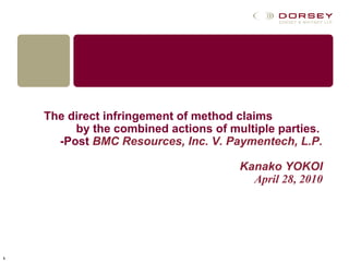 Kanako Yokoi The Direct Infringement Of Method Claim Ppt | PPT