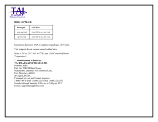 Kanamycin Injection Taj Pharma SmPC | PPT
