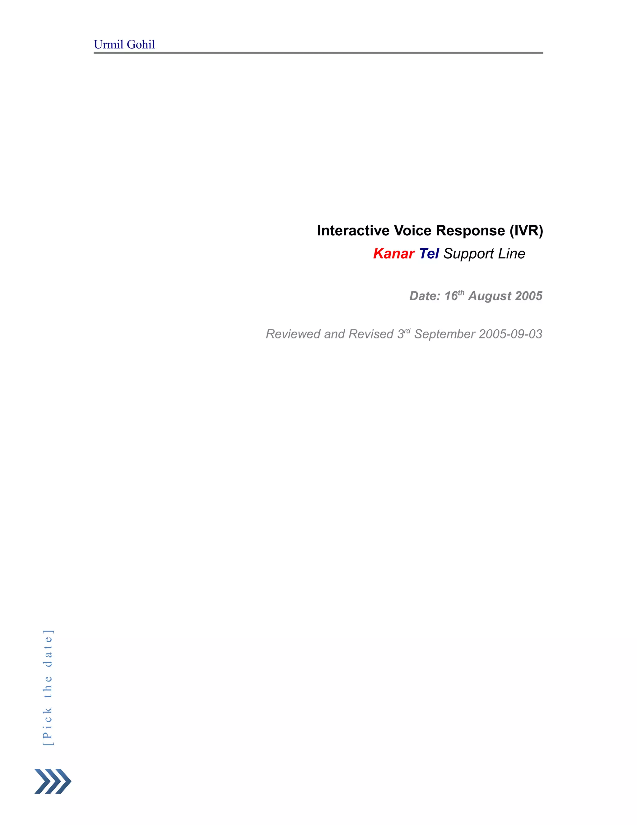 Kanart tel ivr report | PDF