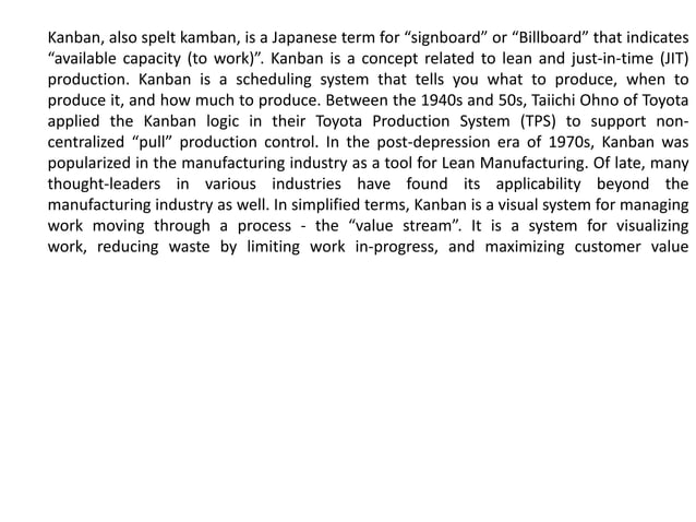 Kanban presentation | PPTX | Business | Business and Finance