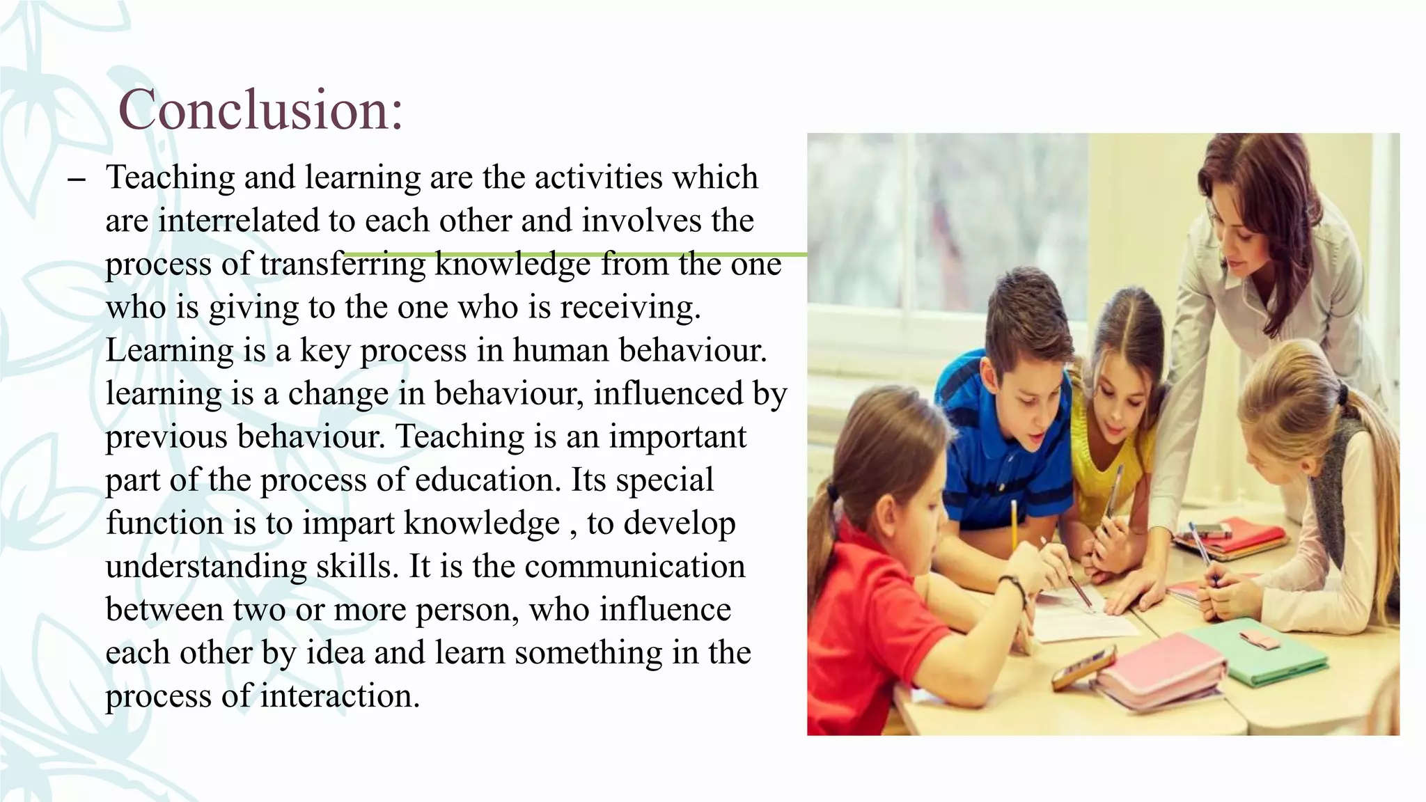 Concept of teaching and learning | PPTX | Education