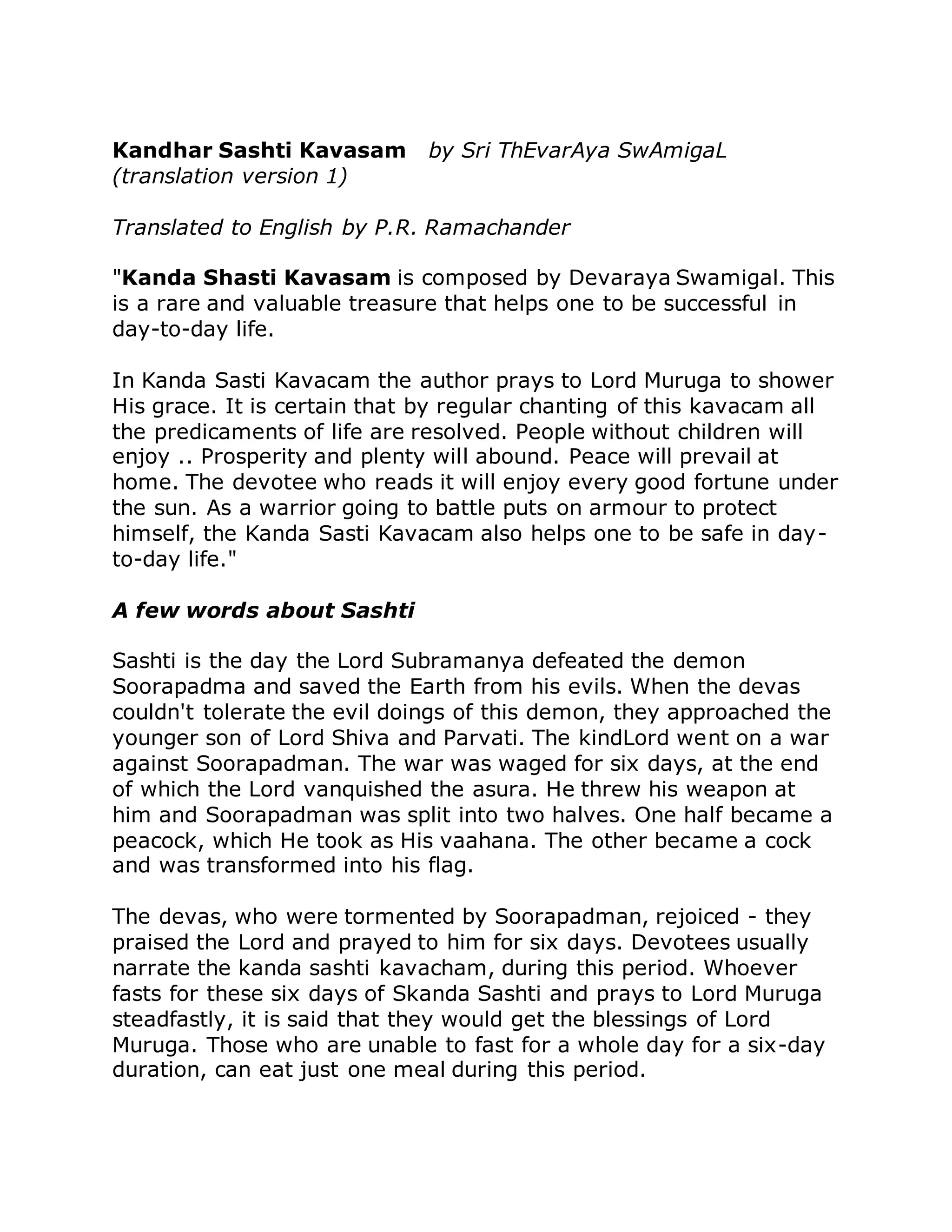 Kandhar sashti kavasam translation in english... (meanings) | DOCX