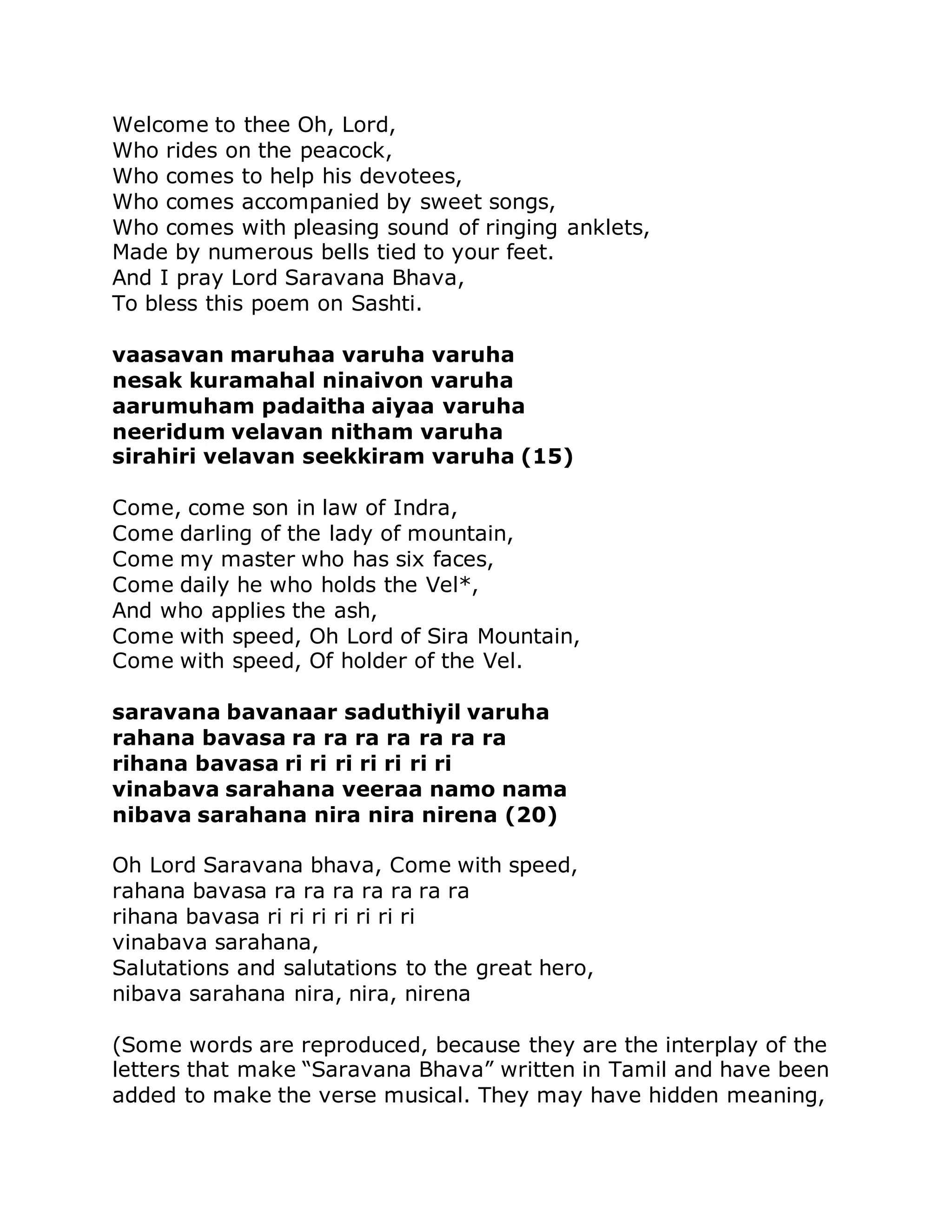 Kandhar sashti kavasam translation in english... (meanings) | DOCX