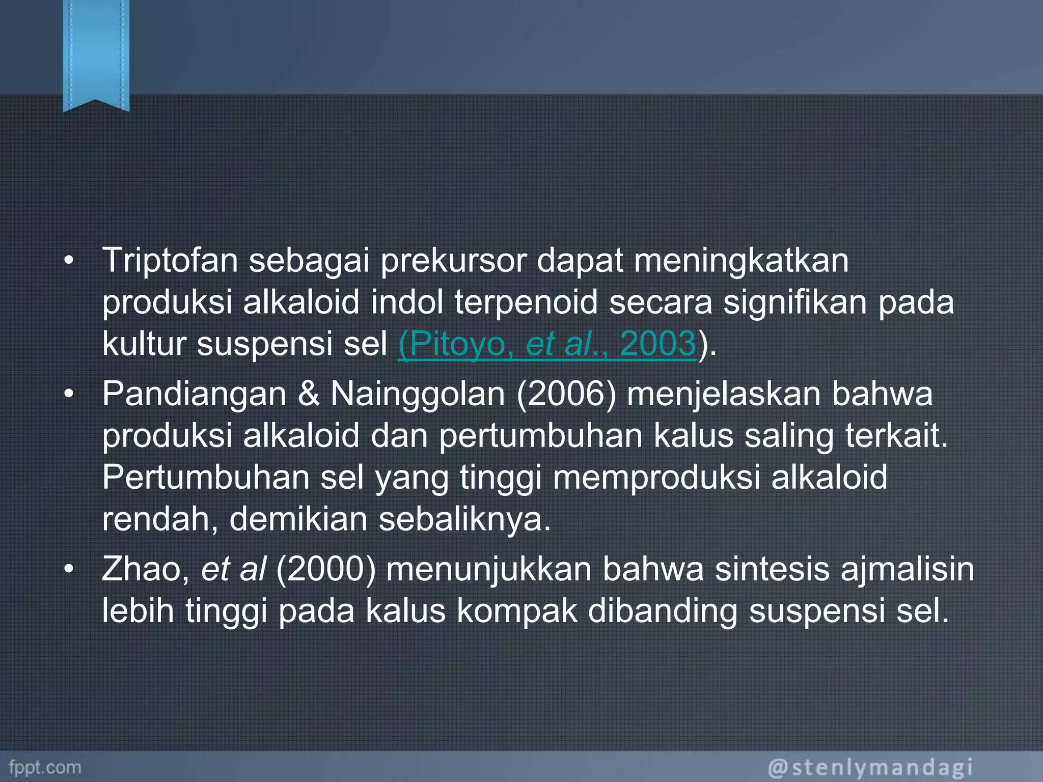 Kandungan ajmalisin pada kultur kalus catharanthus roseus yang diberi ...