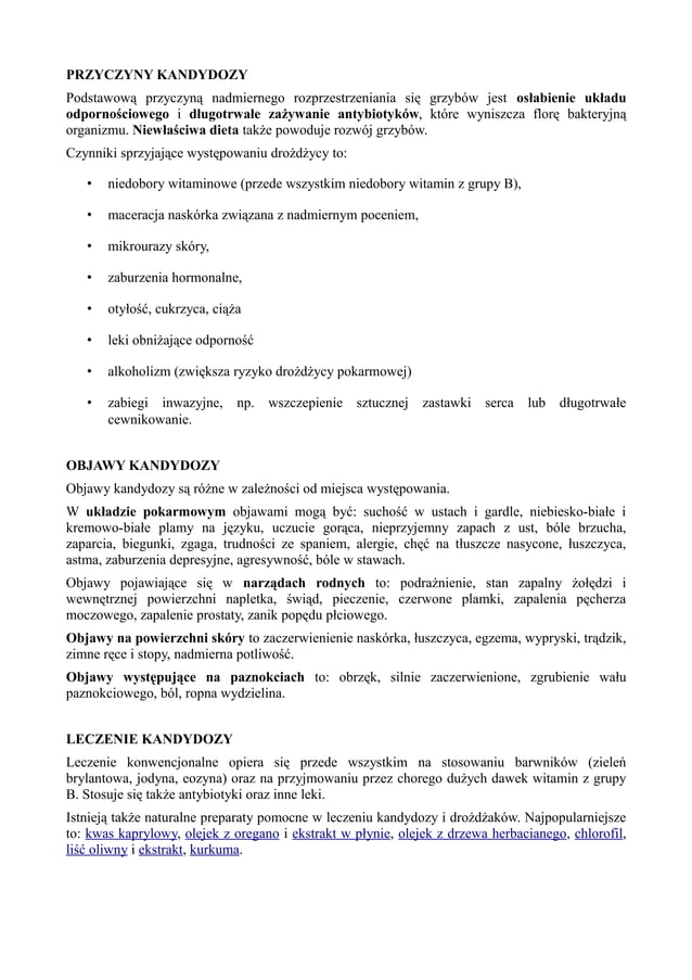 Kandydoza - informacje ogólne | PDF | Skin and Dermatology | Diseases ...