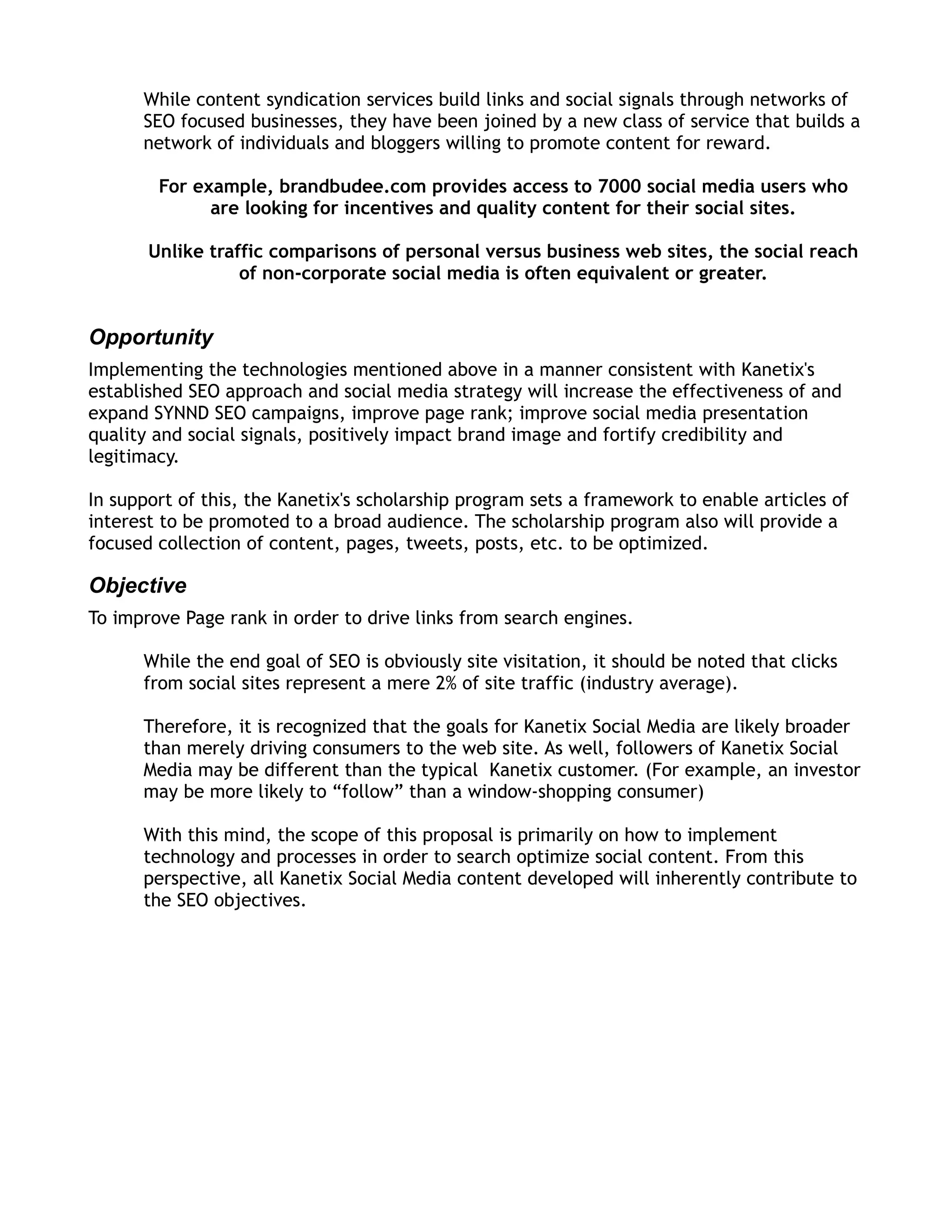 Kanetix socialproposal | PDF