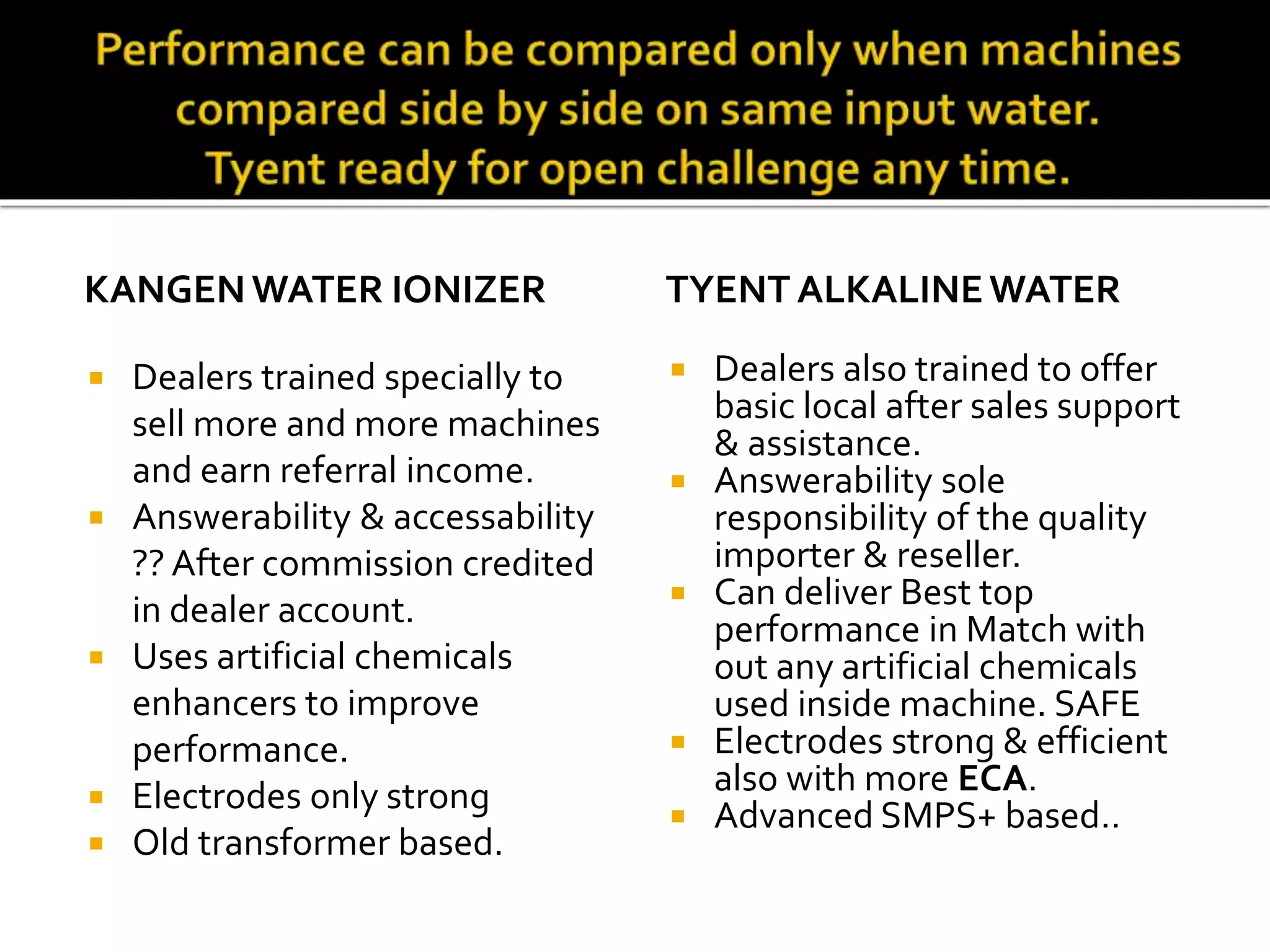 Kangen water enagic vs tyent alkaline water ionizer in india | PPT