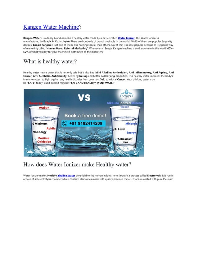 Kangen water machine_vs_tyent alkaline water ionizer in india | PDF