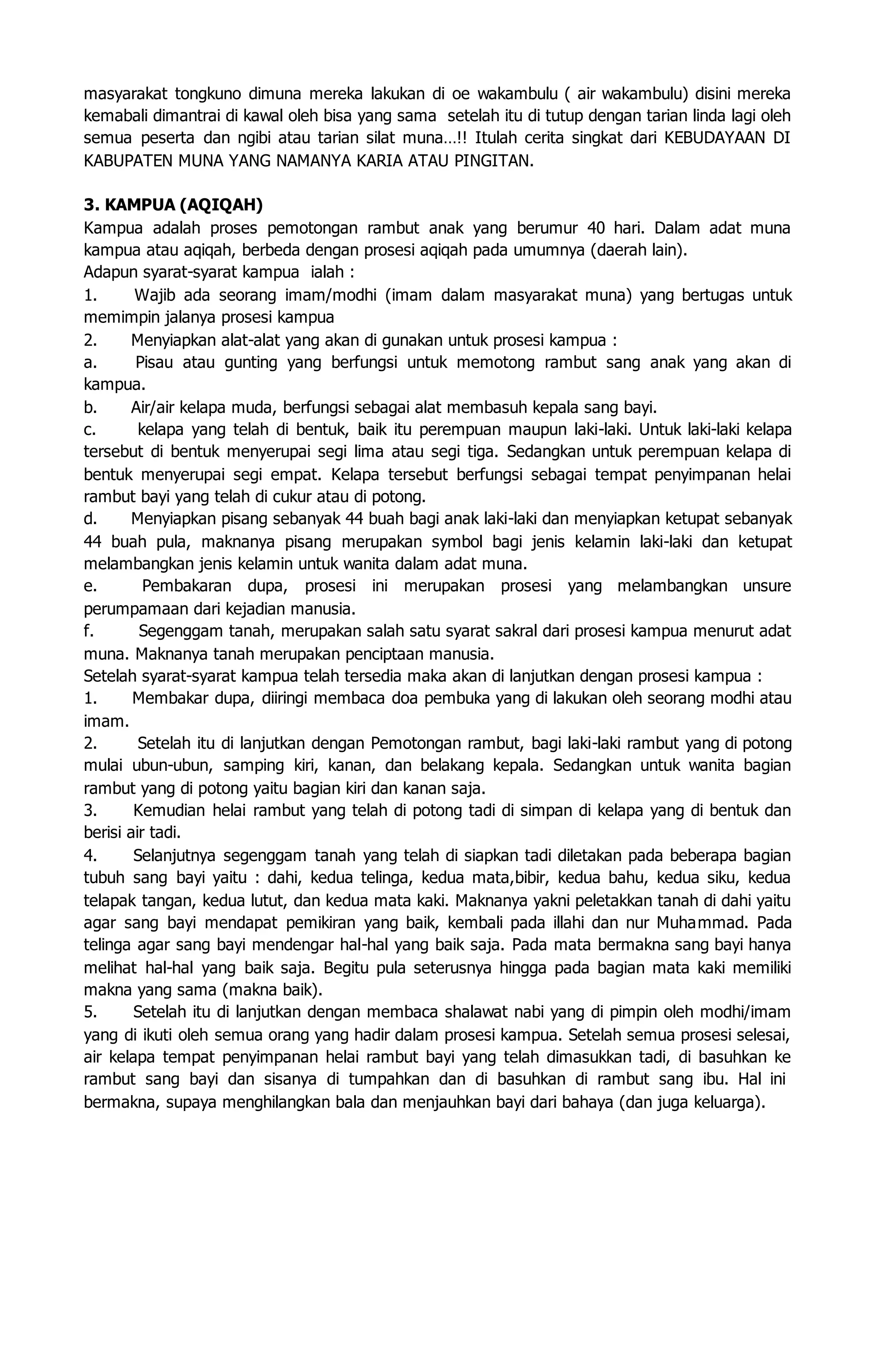 Kangkilo dalam adat muna | DOCX