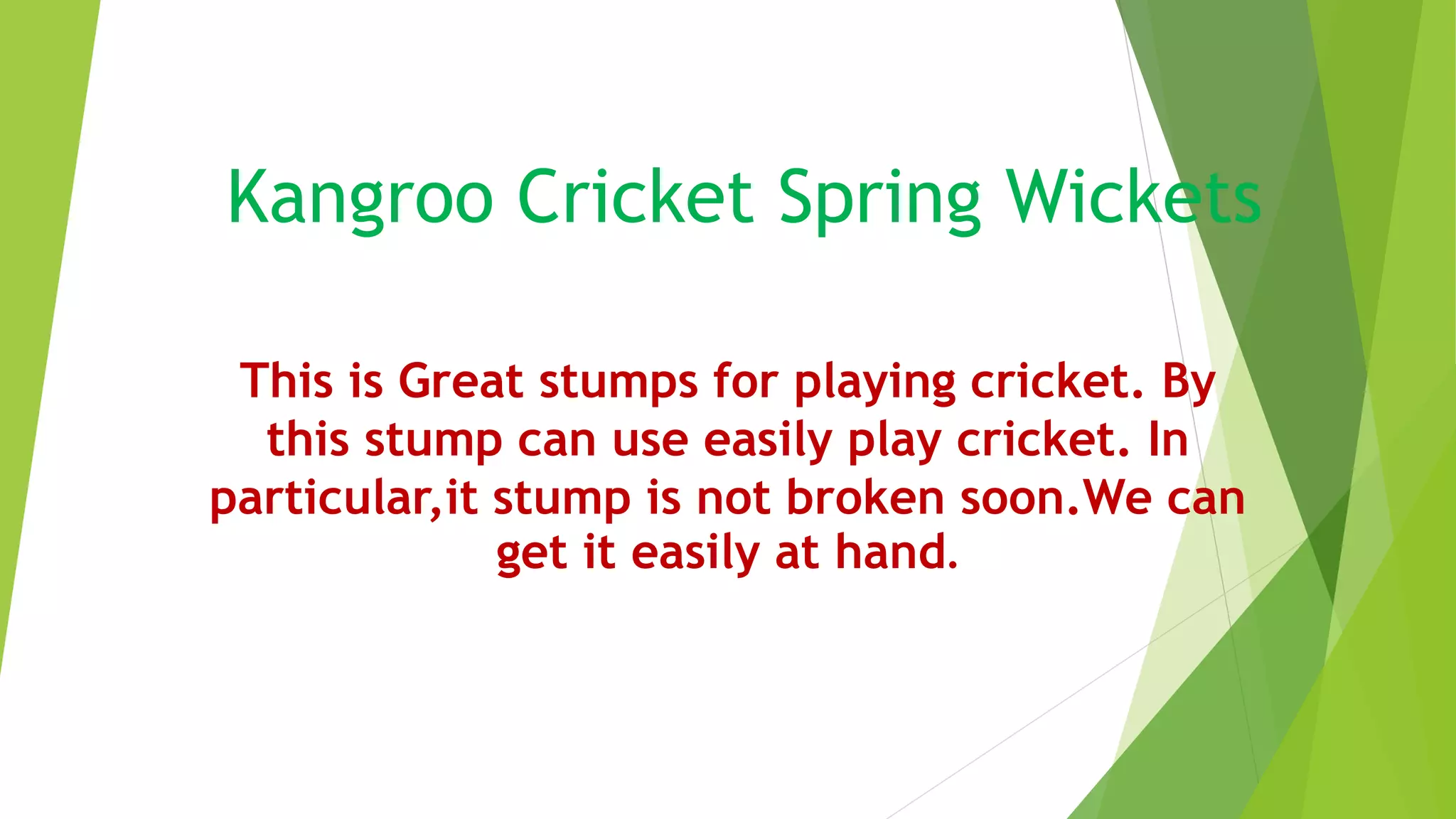 Kangroo cricket spring wickets | PPTX