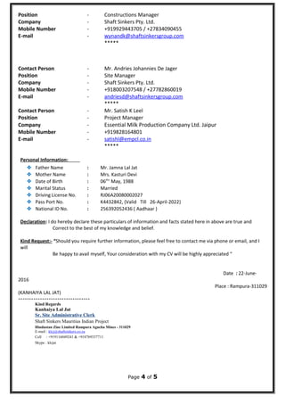 Kanhaiya lal jat cv | DOC