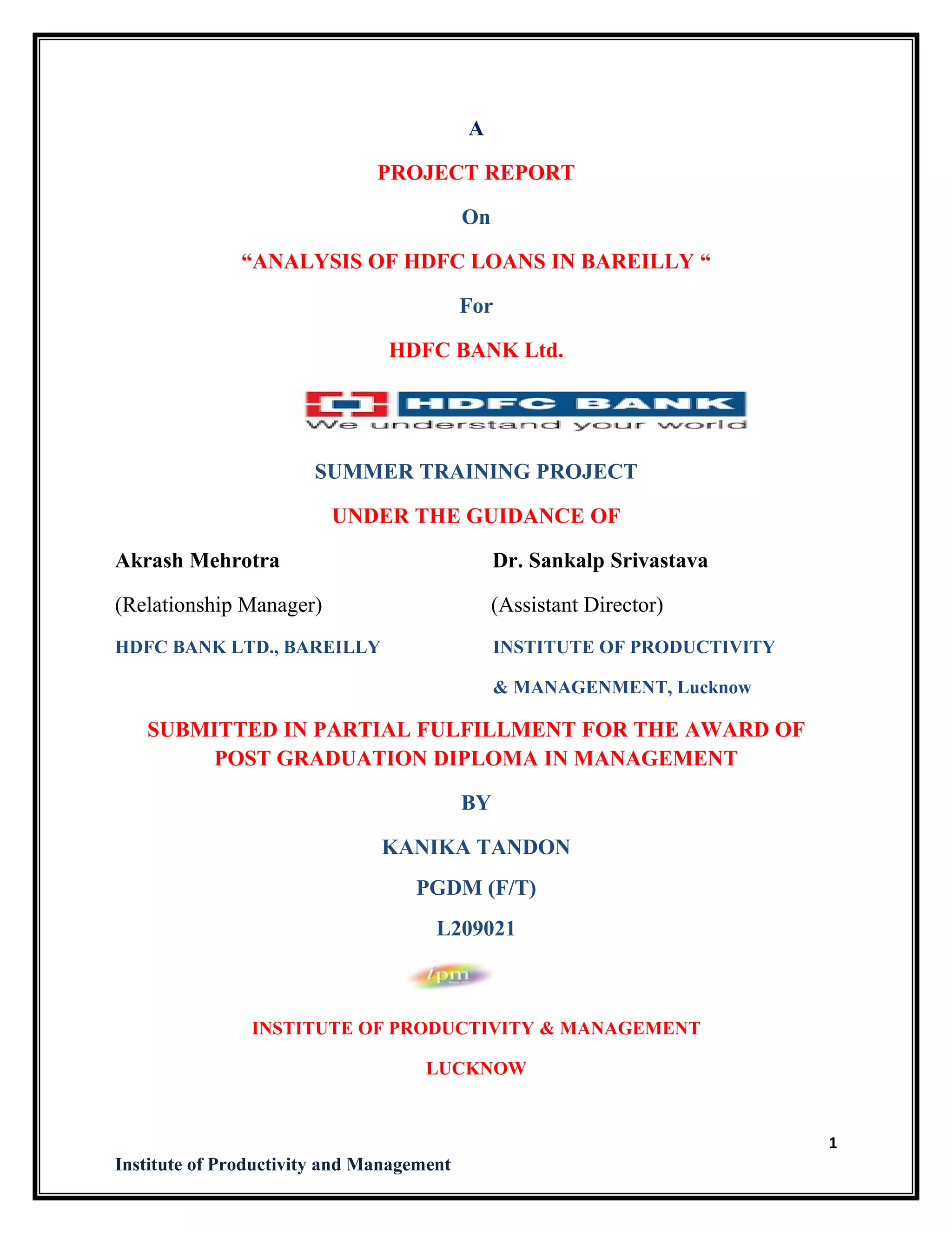 Kanika tandon hdfc_bank_ltd._summer_internship_project... | DOC