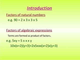 factorisation maths PPT by kanishk schdeva class 8th | PPTX
