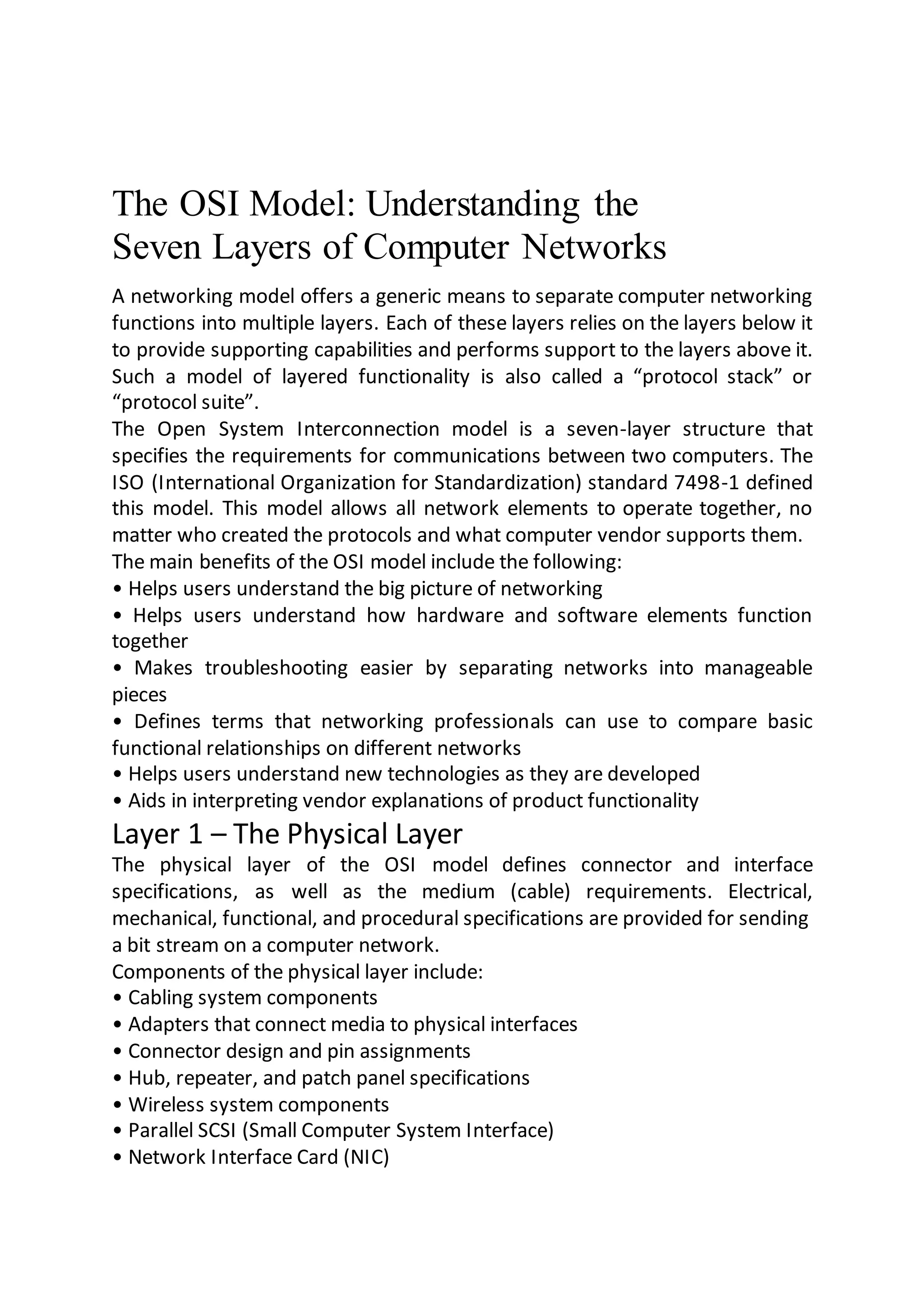 7 Layers OSI model description with 3 unofficial Layers. | DOCX