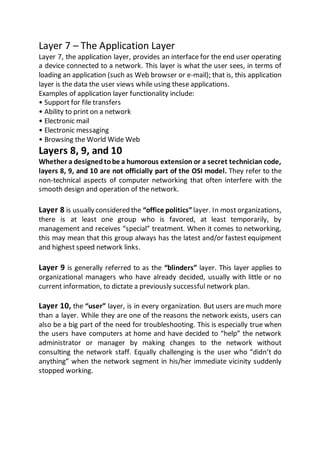 7 Layers OSI model description with 3 unofficial Layers. | DOCX