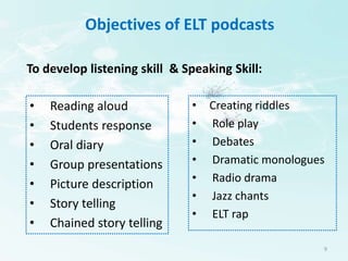 Developing students&#039; listening and speaking skills through ELT podcast ...