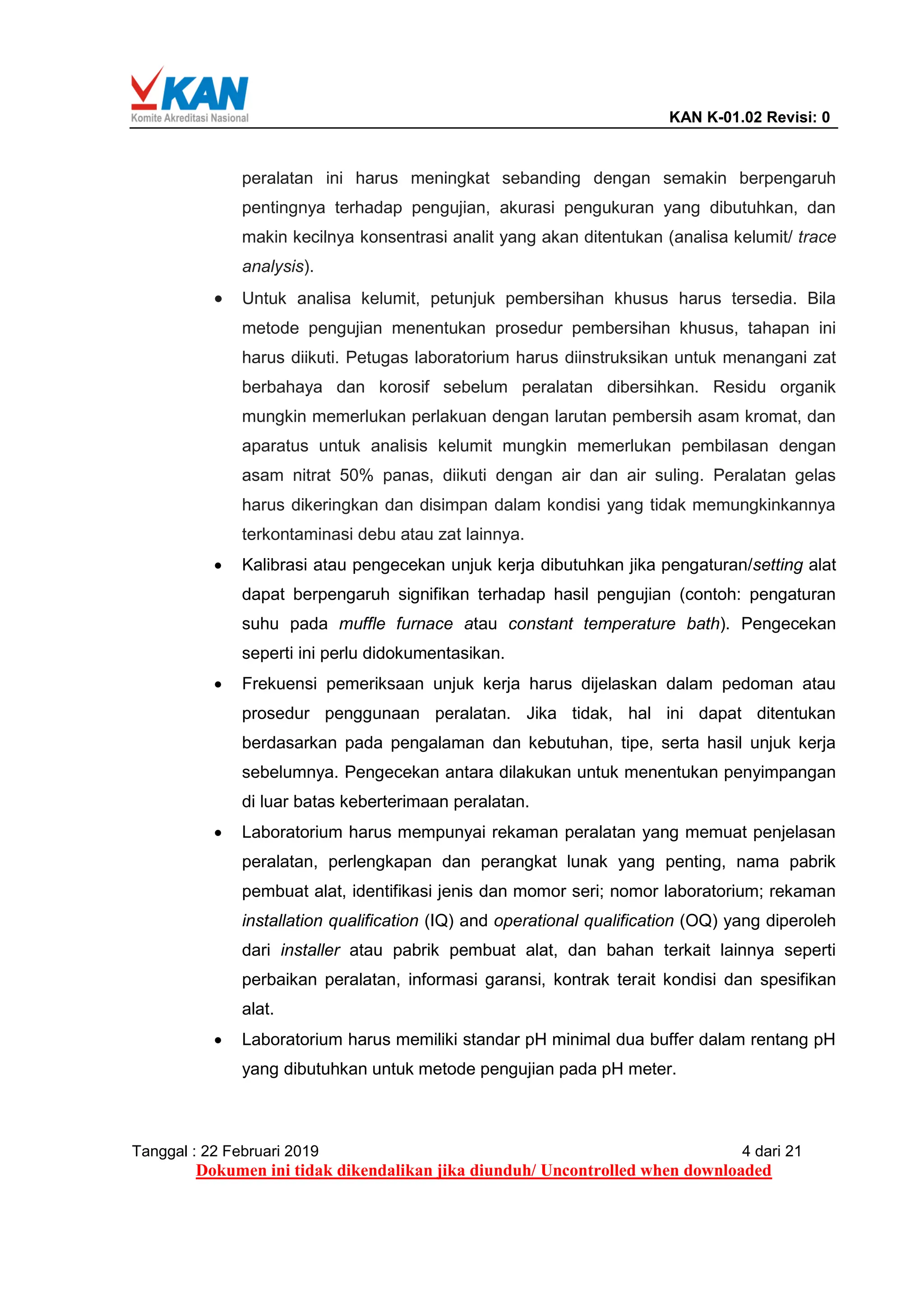 KAN K-01.02 Persyaratan Tambahan Akreditasi Laboratorium Pengujian Kimia.pdf