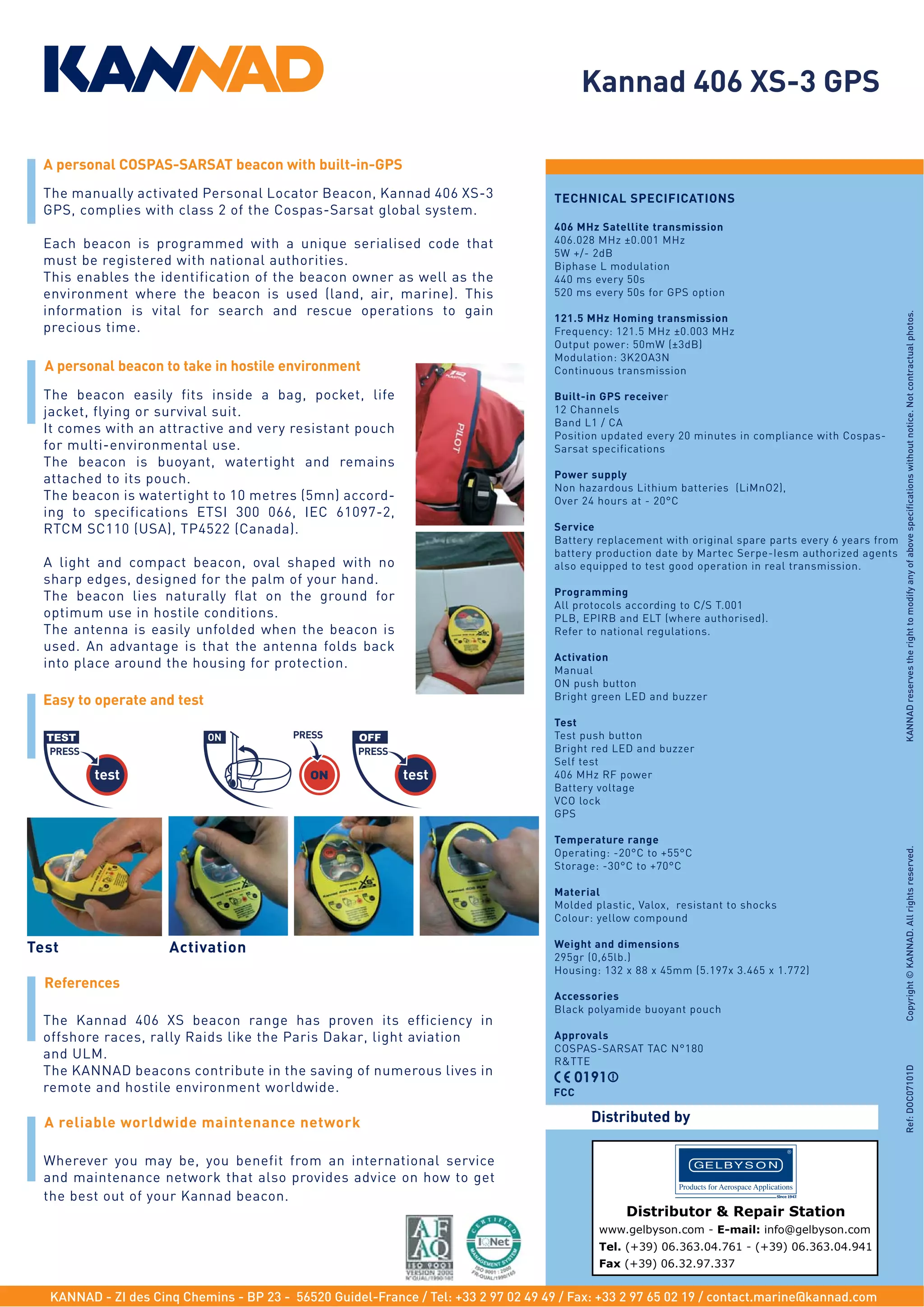 Kannad 406 xs3 gps | PDF