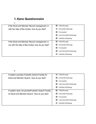 Kano model implementation | DOCX