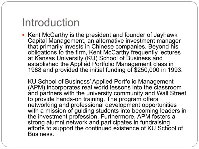 Kansas University’s Applied Portfolio Management Program | PPT