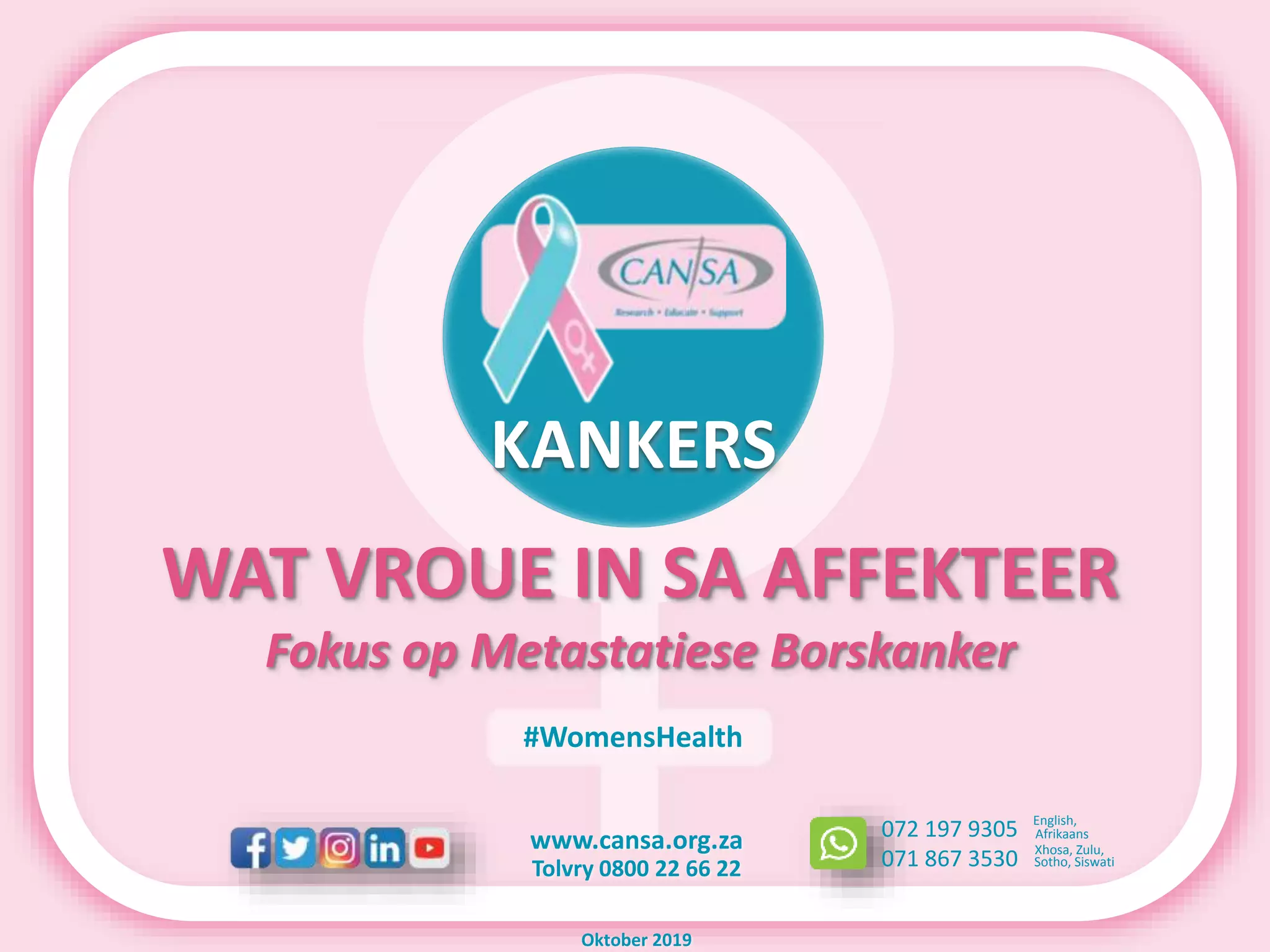 KANSA Vrouegesondheid - Gevorderde Borskanker - 2019 | PPTX