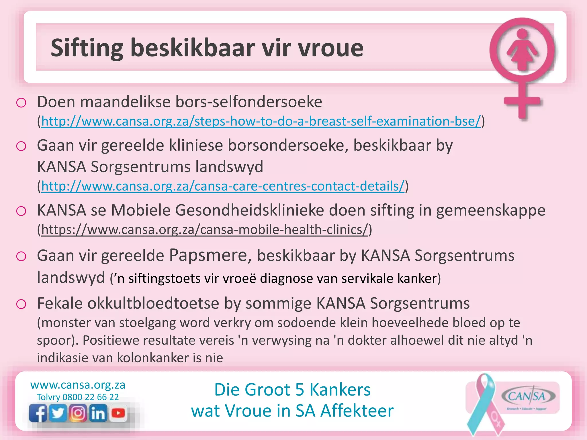 KANSA Vrouegesondheid - Gevorderde Borskanker - 2019 | PPT