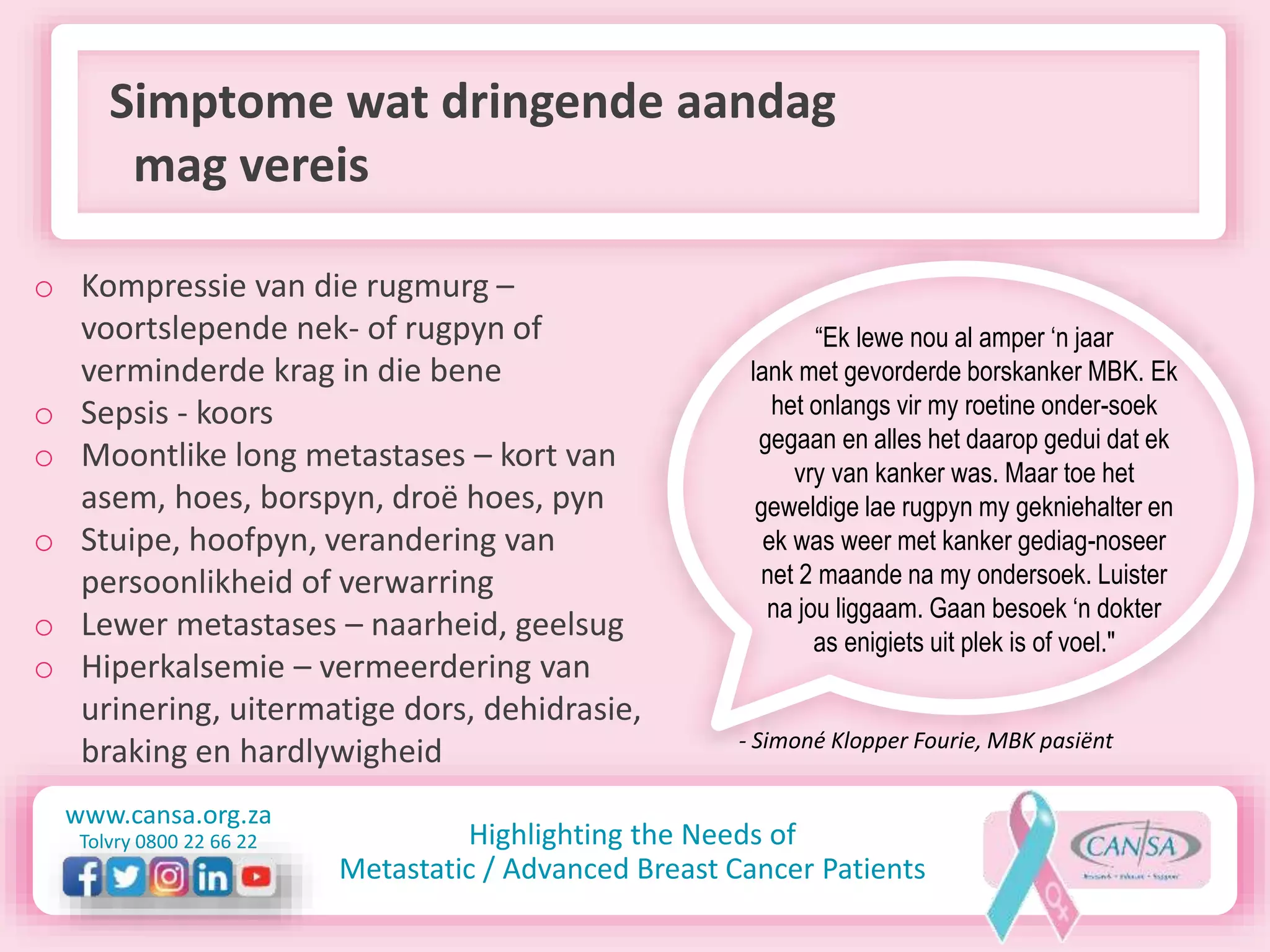 KANSA Vrouegesondheid - Gevorderde Borskanker - 2019 | PPT