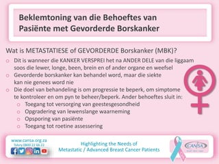 KANSA Vrouegesondheid - Gevorderde Borskanker - 2019 | PPTX