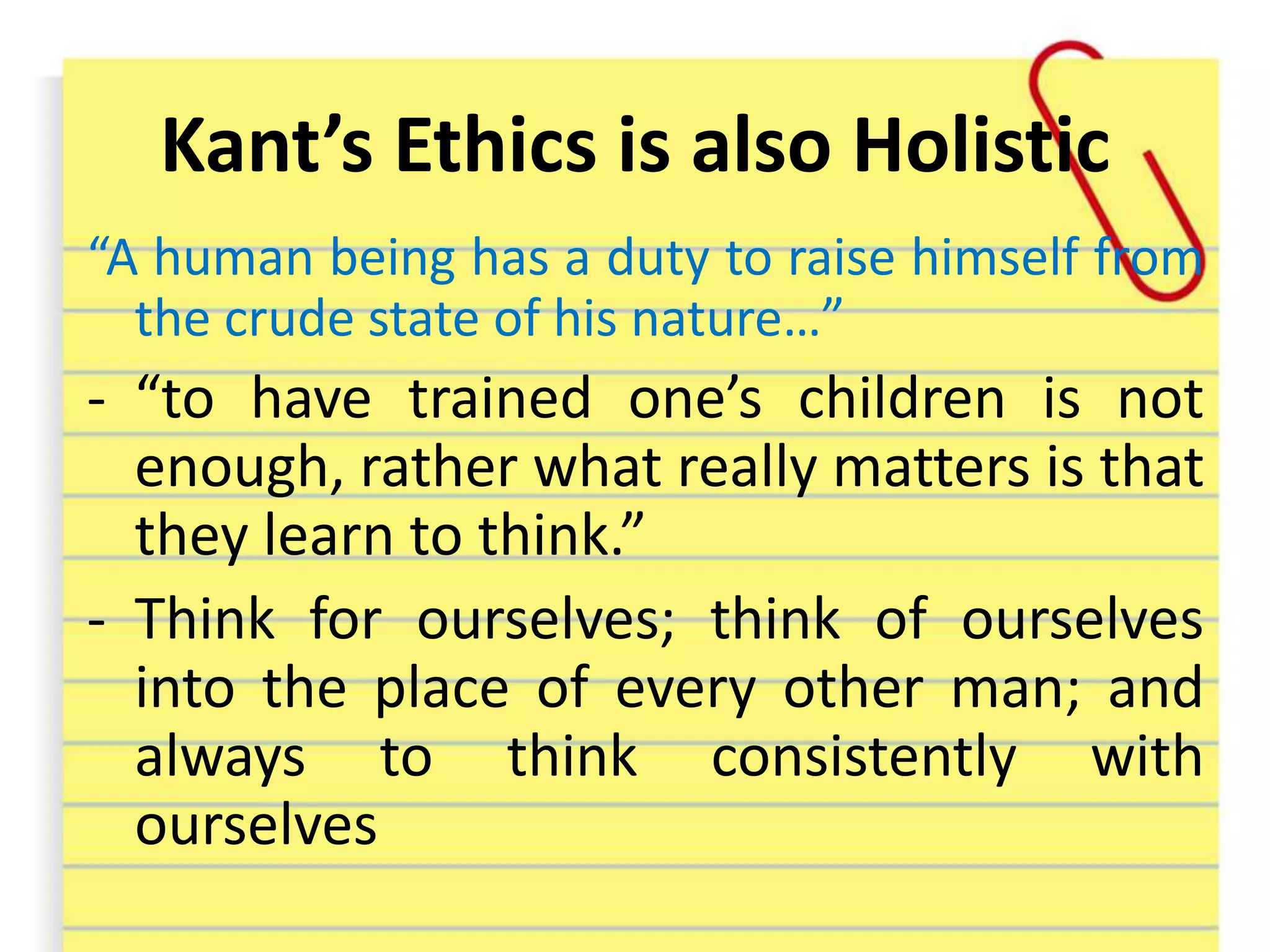 Kantian moral maturity and the cultivation of character | PPT