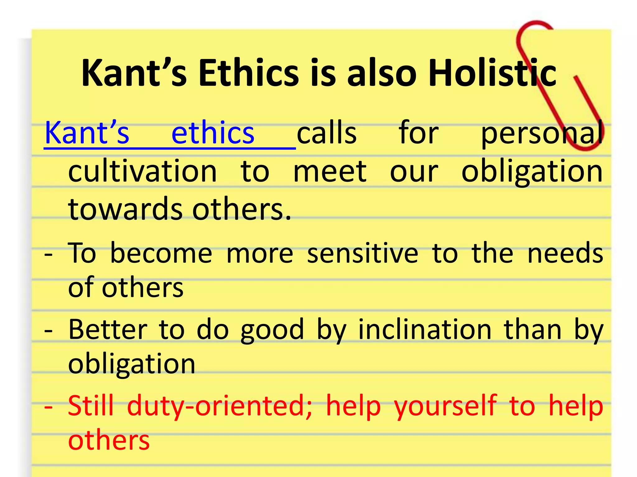Kantian moral maturity and the cultivation of character | PPT
