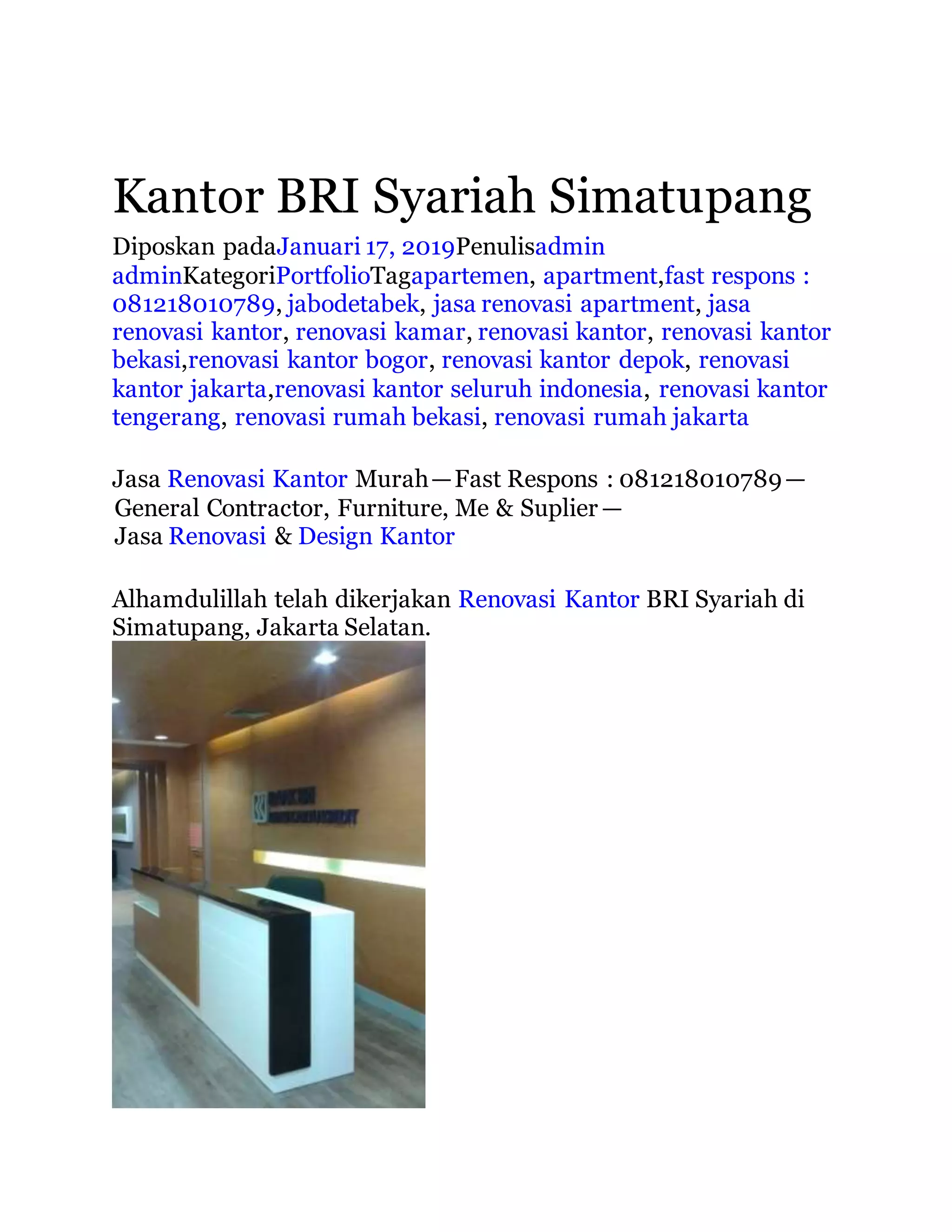 Kantor bri syariah simatupang | DOCX